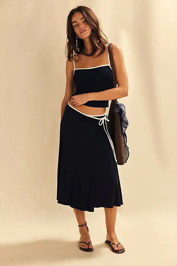 Free People Opal Skirt Set - Navy Combo | Editorialist